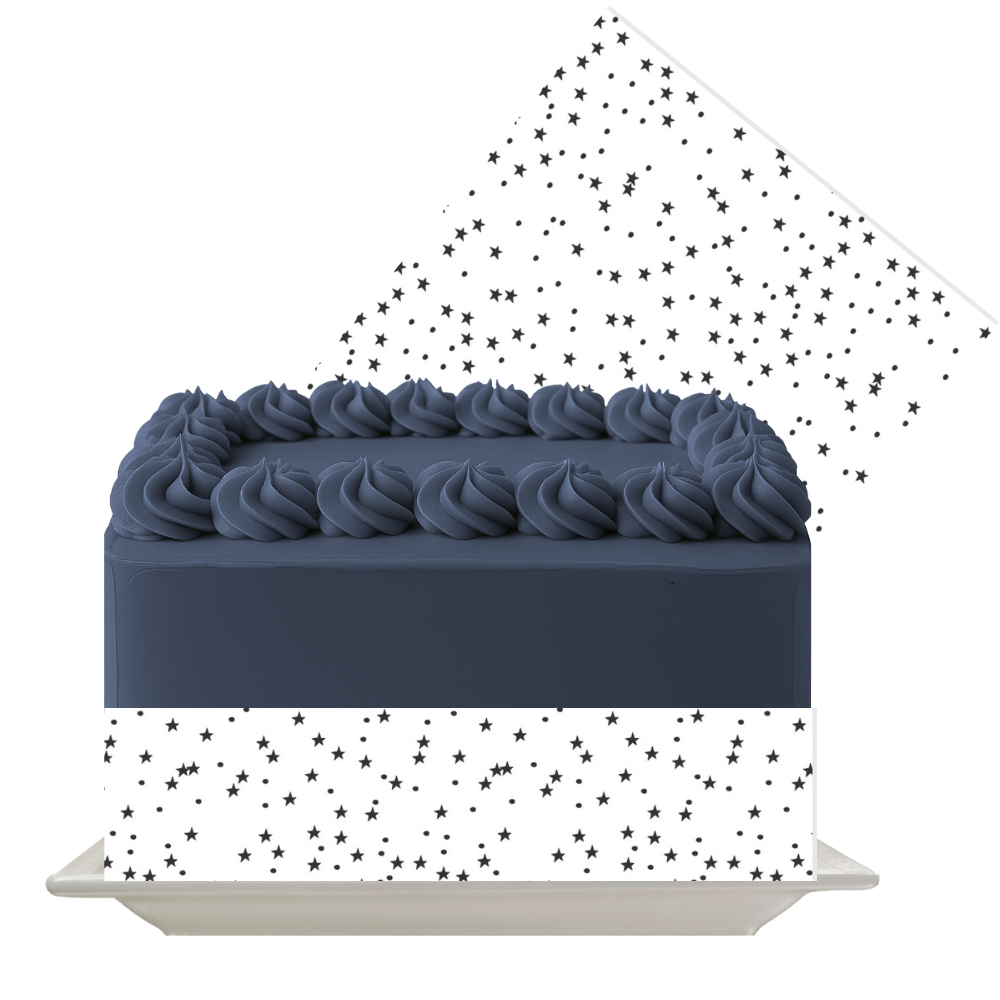 Black Stars & Dots Edible Cake Wrap | Night Sky Icing Sheet | Galaxy ...