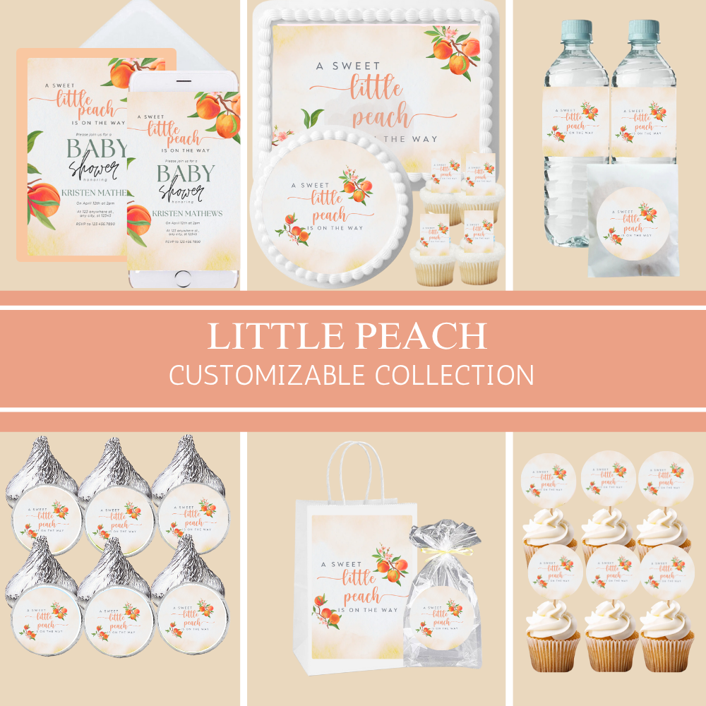 Little Peach Party Collection | Edible Cake Toppers, Cupcake Picks, La ...