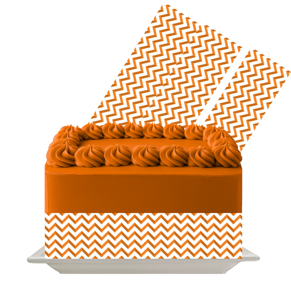 Orange Zigzag Punch Edible Cake Wrap | 8x10 Icing Sheet | Retro Birthd ...