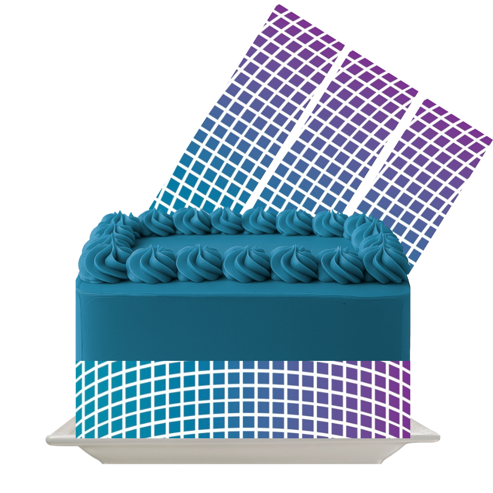 Blue and Purple Tech-Grid Mosaic Edible Cake Wrap | 8x10 Icing Sheet ...