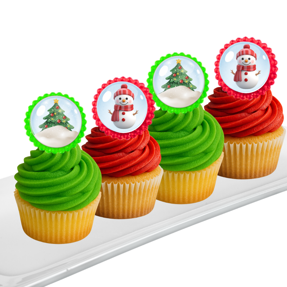 Snowman Easy Toppers Cupcake Decoration Party Favor Rings – 12pk ...