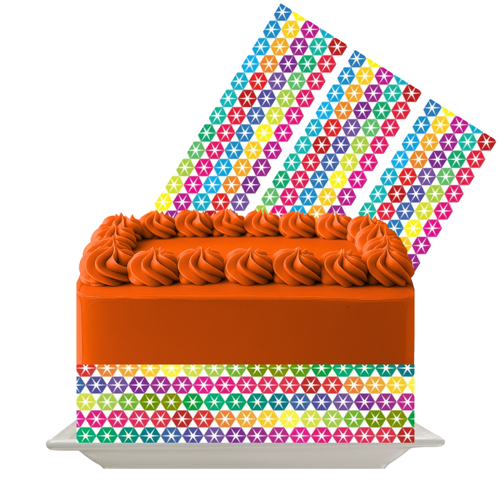 Rainbow Circle Fun Edible Cake Wrap | Colorful Dot Rows Icing Sheet ...