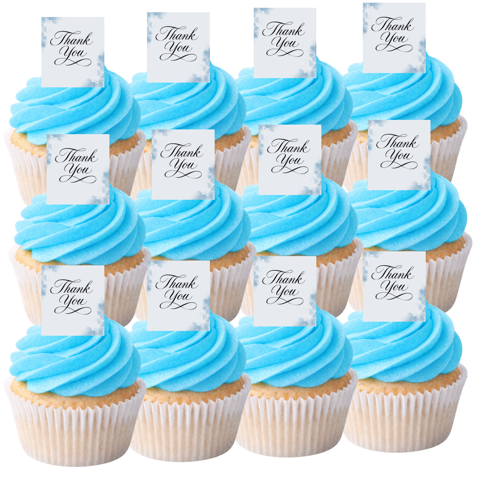 Handwritten Thank You Floral Frame Design 24ct Edible Cupcake Picks ...