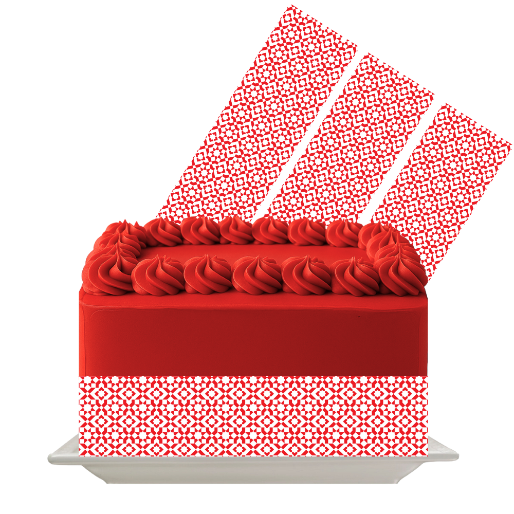 Red Starburst Dot Edible Cake Wrap | 8x10 Icing Sheet | Festive Birthd ...