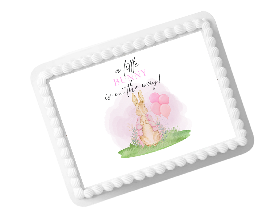 Pink Bunny Rabbit Edible Photo Image Cake Decoration Topper 8x10 ...