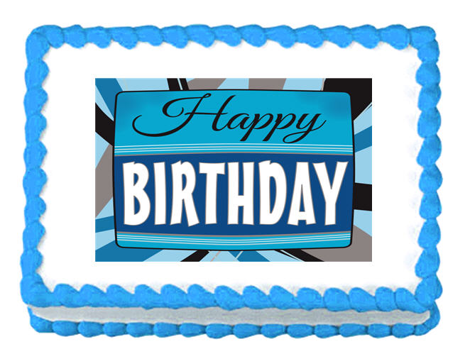 Happy Birthday Blue Edible Cake Decoratoin Topper – CakeSupplyShop