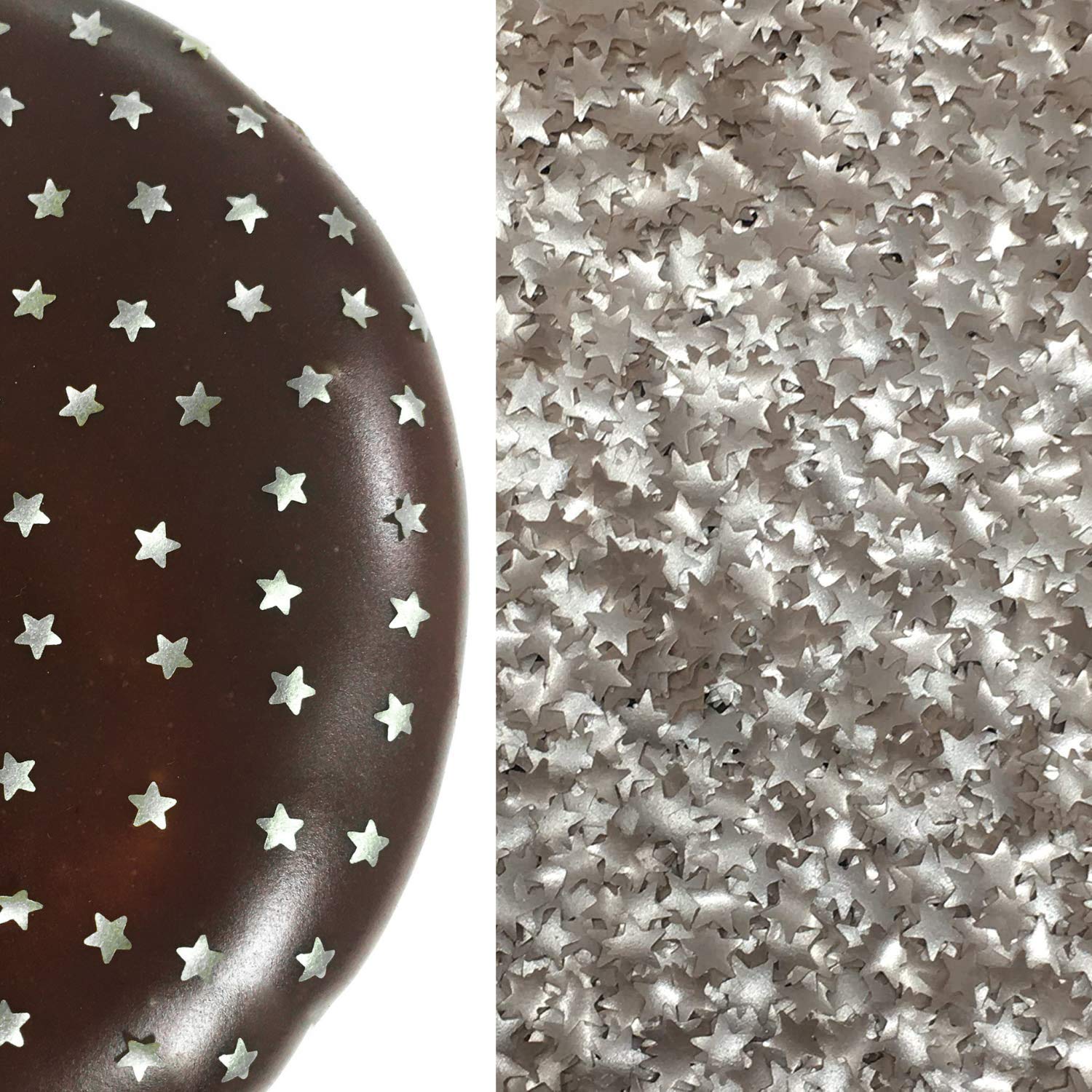 Silver Stars Glitter Flakes With Gold Stars Metallic Edible Shimmer Sp ...