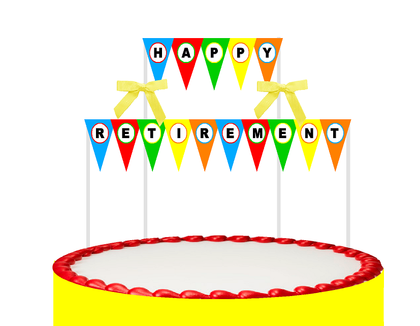 Happy Retirement Rainbow Cake Decoration Bunting Banner Topper with Bo ...
