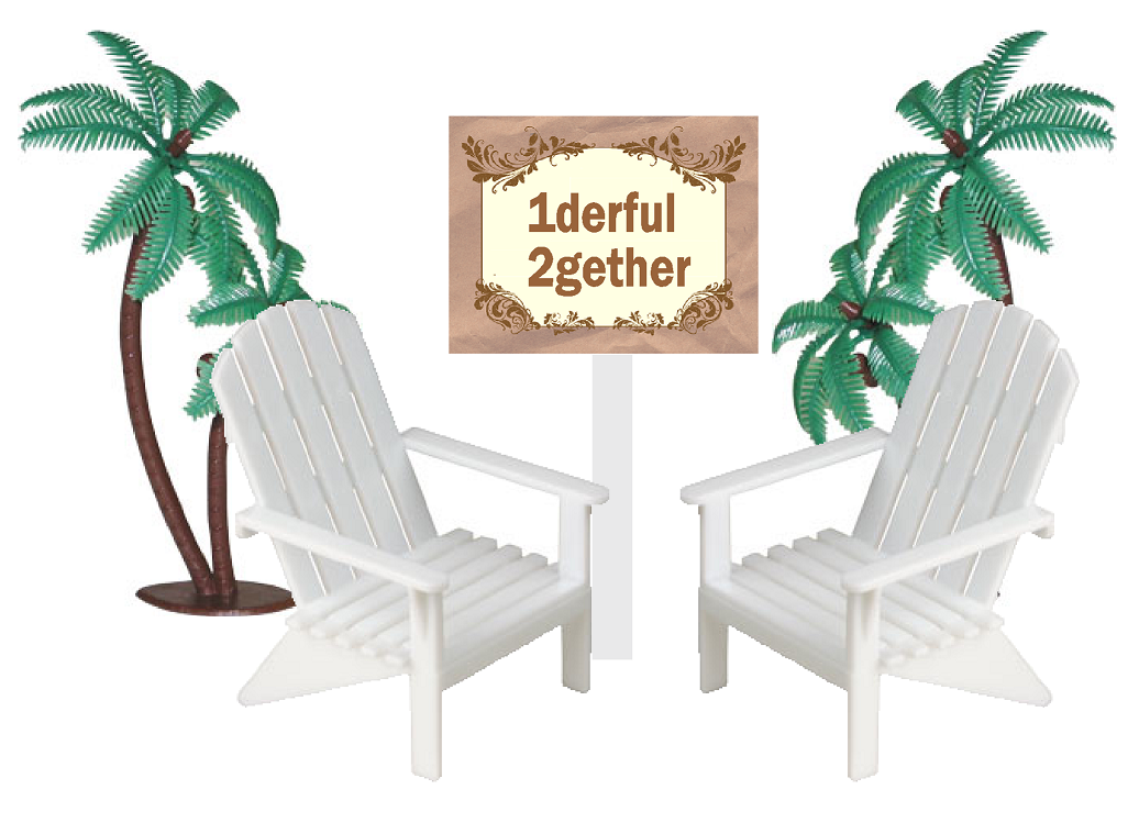 1derful 2gether Sign with Mini Beach Adirondack Plastic Chairs Cake De ...