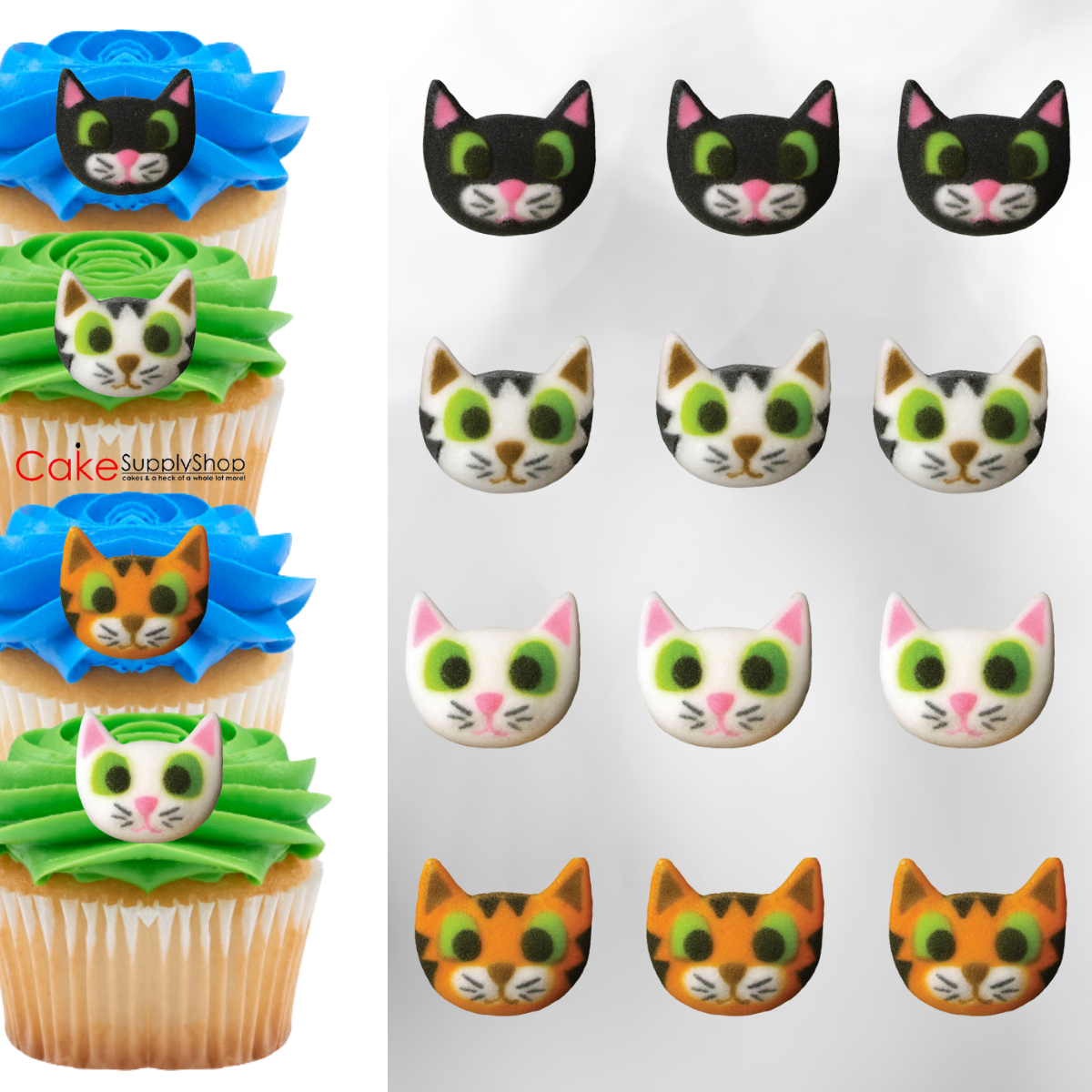 Kitten Kitty Cat Edible Dessert Toppers Cake Cupcake Sugar Icing Decor ...