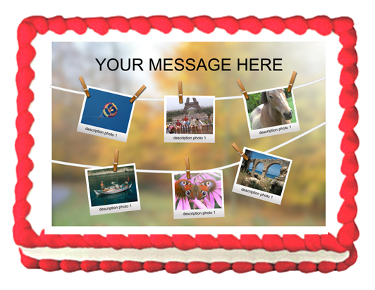 Clothesline Edible Six Picture Collage Cake Decoration Cake Topper ...