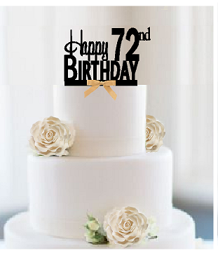 Item#072GRCT - Happy 72nd Birthday Gold Ribbon Cake Decoration Cake To ...