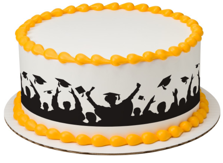 Graduation Silouette Edible Cake Decoration Smooth Border Decoration ...