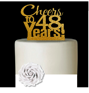 CakeSupplyShop Item#048CTA 48th Birthday / Anniversary Cheers Soft Gold ...