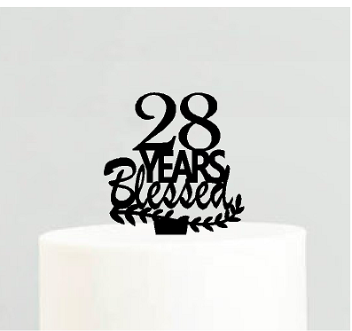 28th Birthday - Anniversary Blessed Years Cake Decoration Topper ...