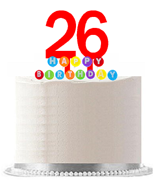 Item#026- Happy 26th Birthday Party Red Cake Topper & Rainbow CandleCa ...