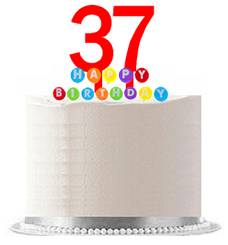 Item#037WCD - Happy 37th Birthday Party Red Cake Topper & Rainbow ...