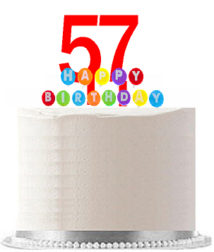 Item#057WCD - Happy 57th Birthday Party Red Cake Topper & Rainbow ...