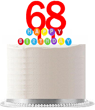 Item#068WCD - Happy 68th Birthday Party Red Cake Topper & Rainbow ...