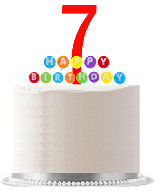 Item#007- Happy 7th Birthday Party Red Cake Topper & Rainbow CandleCak ...