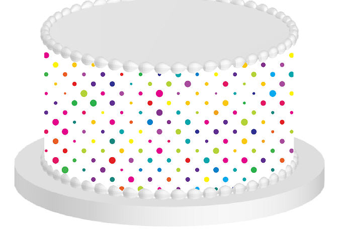 Small Dots Rainbow Confetti Edible Printed Cake Decoration Frosting Sh ...