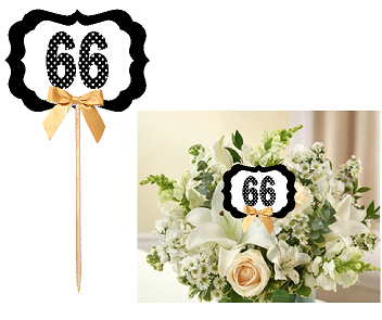 66th Birthday - Anniversary Table Decoration Party Centerpiece Pick ...