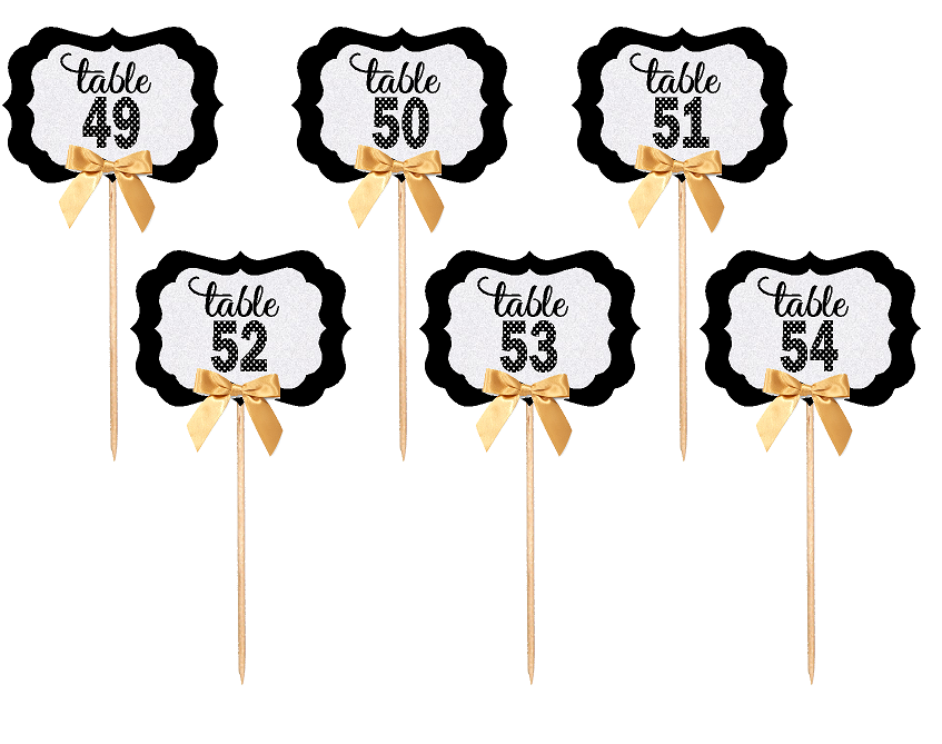 Table Numbers 49-54 Table Decoration Party Centerpiece Picks ...